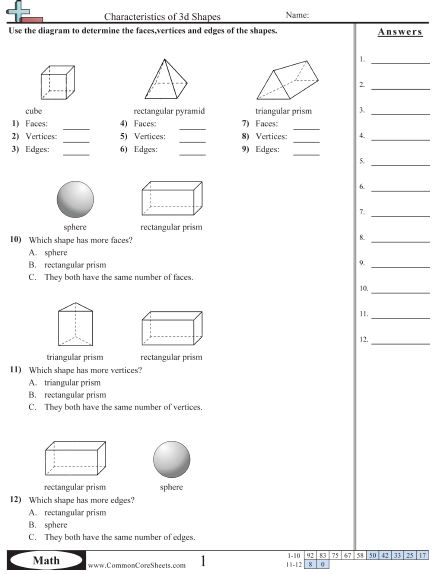 Characteristics Of 3d Shapes Worksheet Free CommonCoreSheets